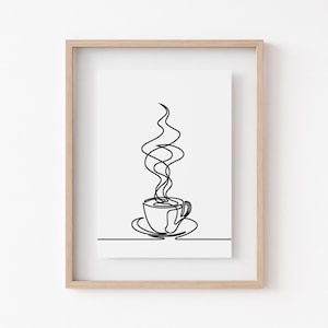 Coffee Cup Line Art Print | Minimalist Kitchen Decor (digital Download ...