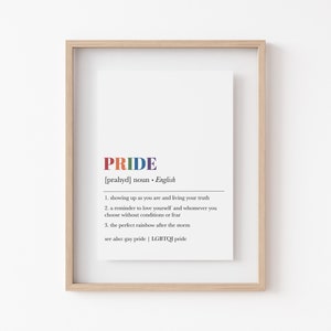 Pride Definition Print Coming Out Gift LGBTQ Gift Pride Office Decor ...