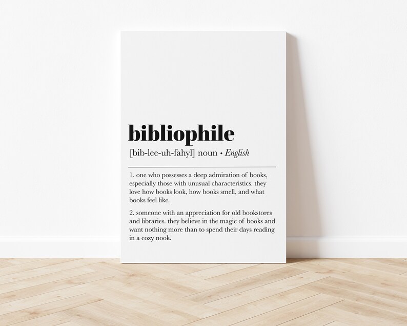Bibliophile Definition Print Book Wall Art Book Lover - Etsy