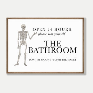 Halloween Bathroom Decor | Funny Skeleton Wall Art | Halloween Bathroom ...