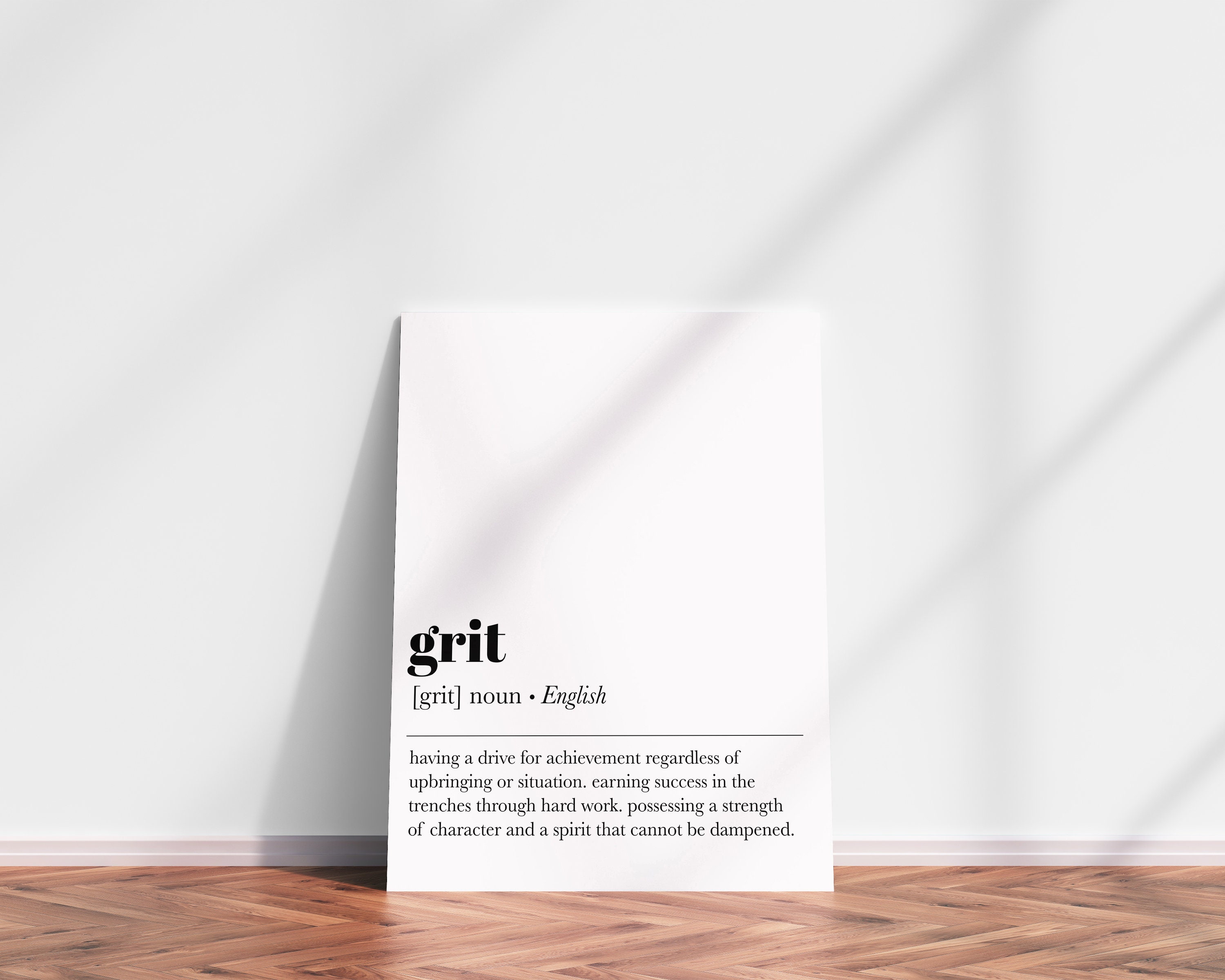 Grit Definition Print Home Office Printable Motivational | Etsy