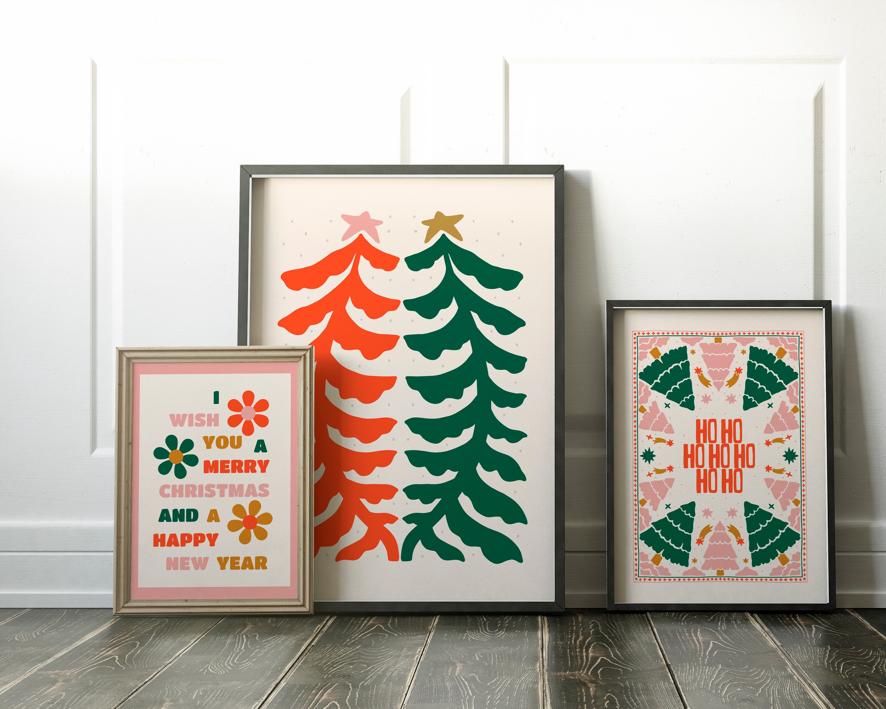 Retro Christmas Tree Print | Christmas Printable | Trendy Wall Art ...