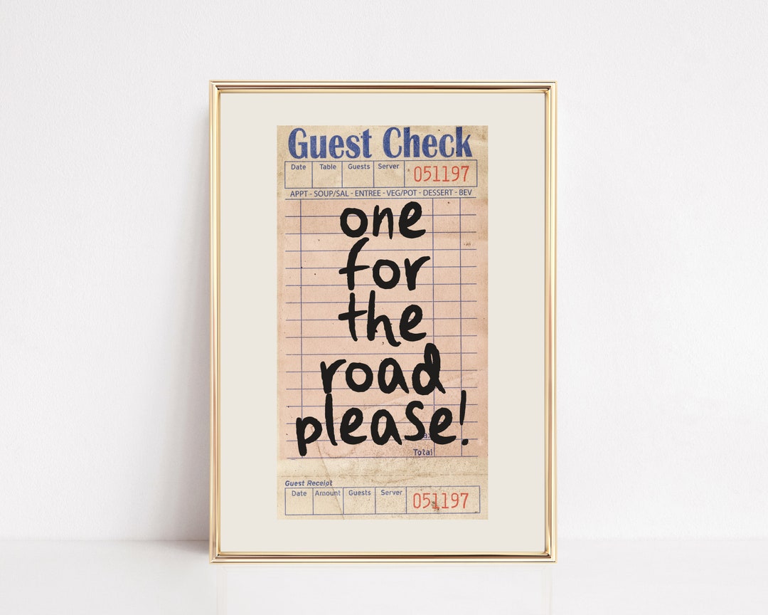 Guest Check Print | Trendy Bar Cart Wall Art | Guest Check Poster | Bar ...