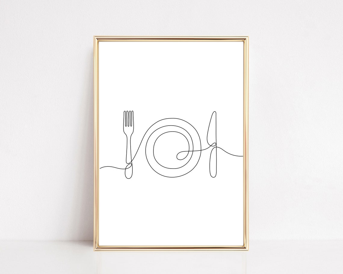 Kitchen Wall Art Kitchen Decor Line Art Kitchen Print - Etsy