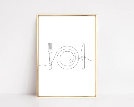 Kitchen Wall Art Kitchen Decor Line Art Kitchen Print - Etsy