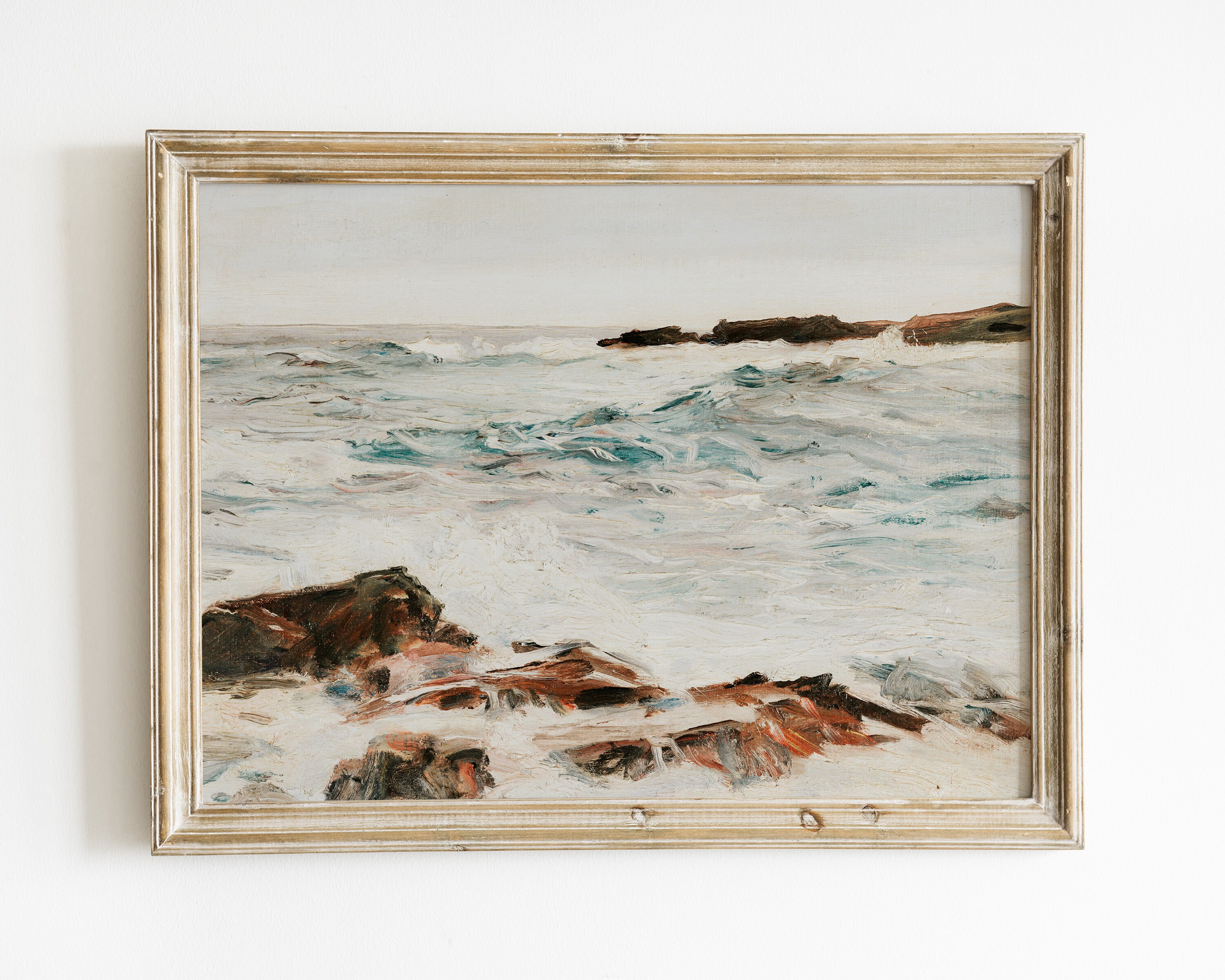 Vintage Beach House Decor | Ocean Wall Art | Vintage Seascape Painting ...