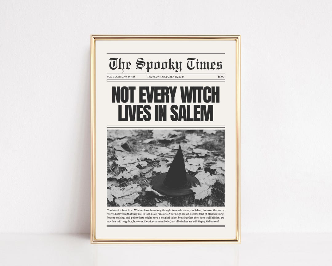 Halloween Newspaper Wall Art | Printable Halloween Decor | Retro ...