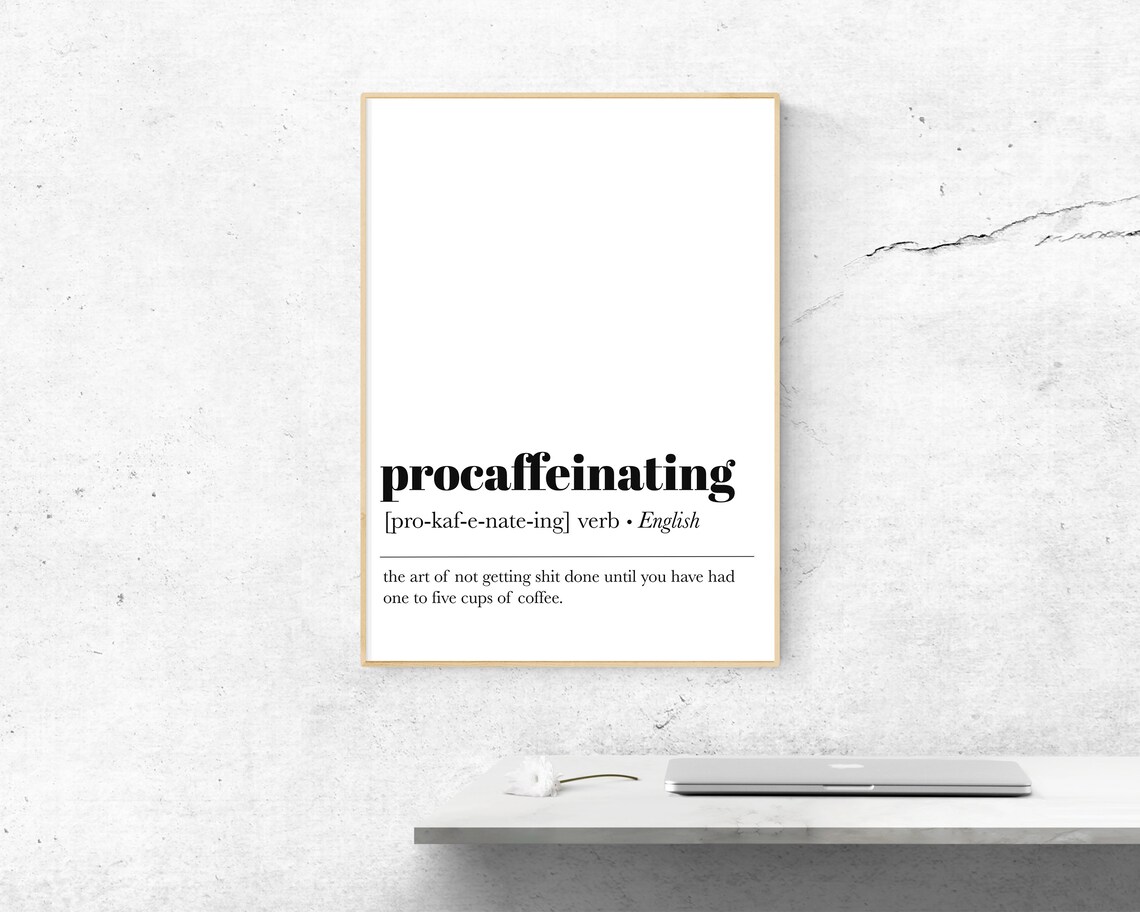 Coffee Bar Print Procaffeinating Definition Print Coffee | Etsy