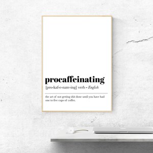 Coffee Bar Print | Procaffeinating Definition Print | Coffee Bar ...