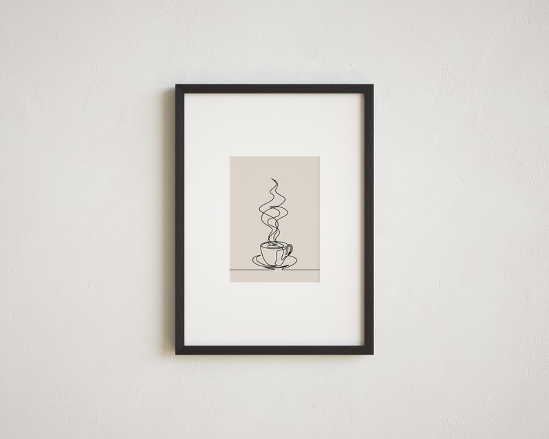Coffee One Line Art Coffee Wall Art Minimal Coffee Print - Etsy