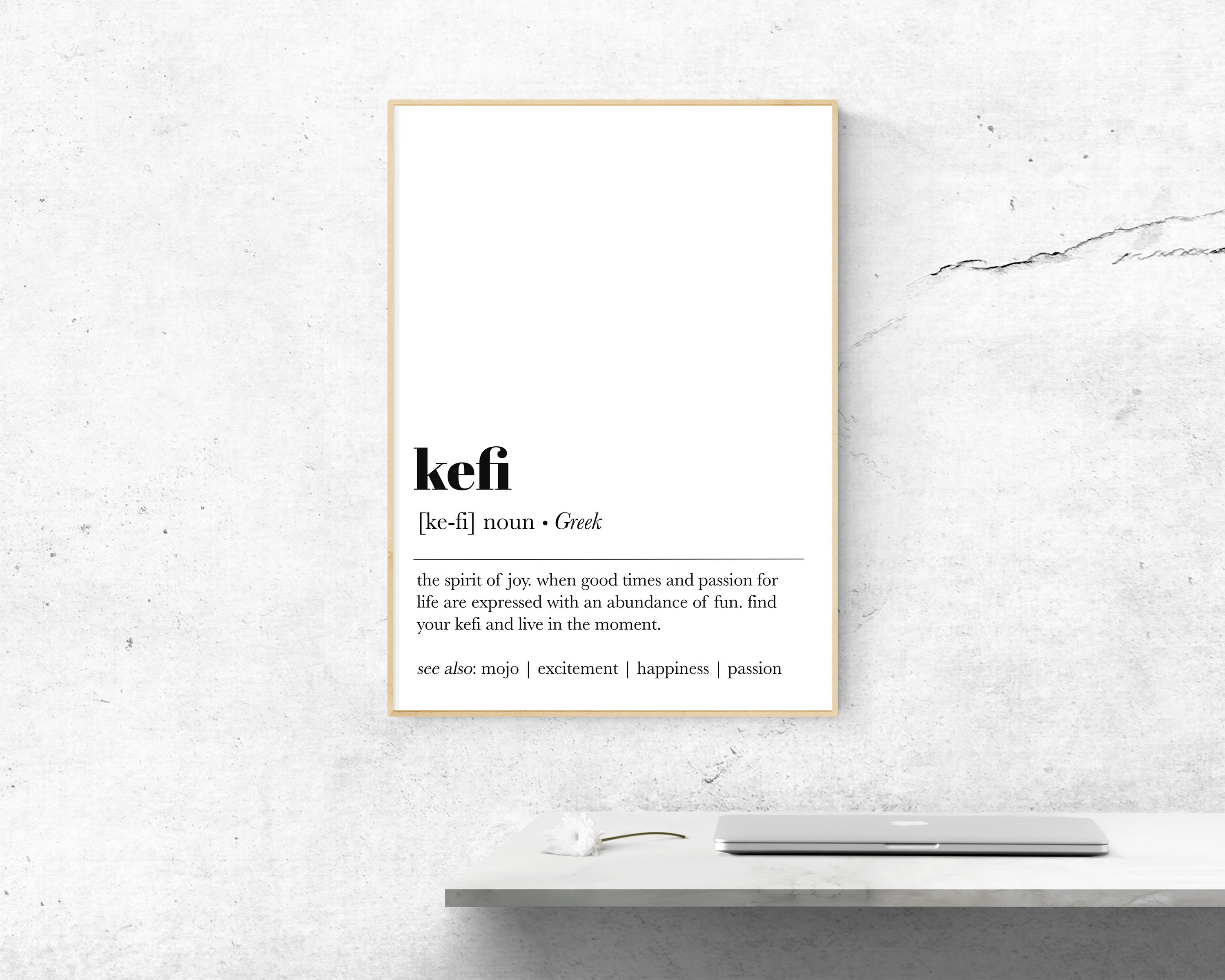 Kefi Greek Word Definition Print Inspirational Wall Art - Etsy