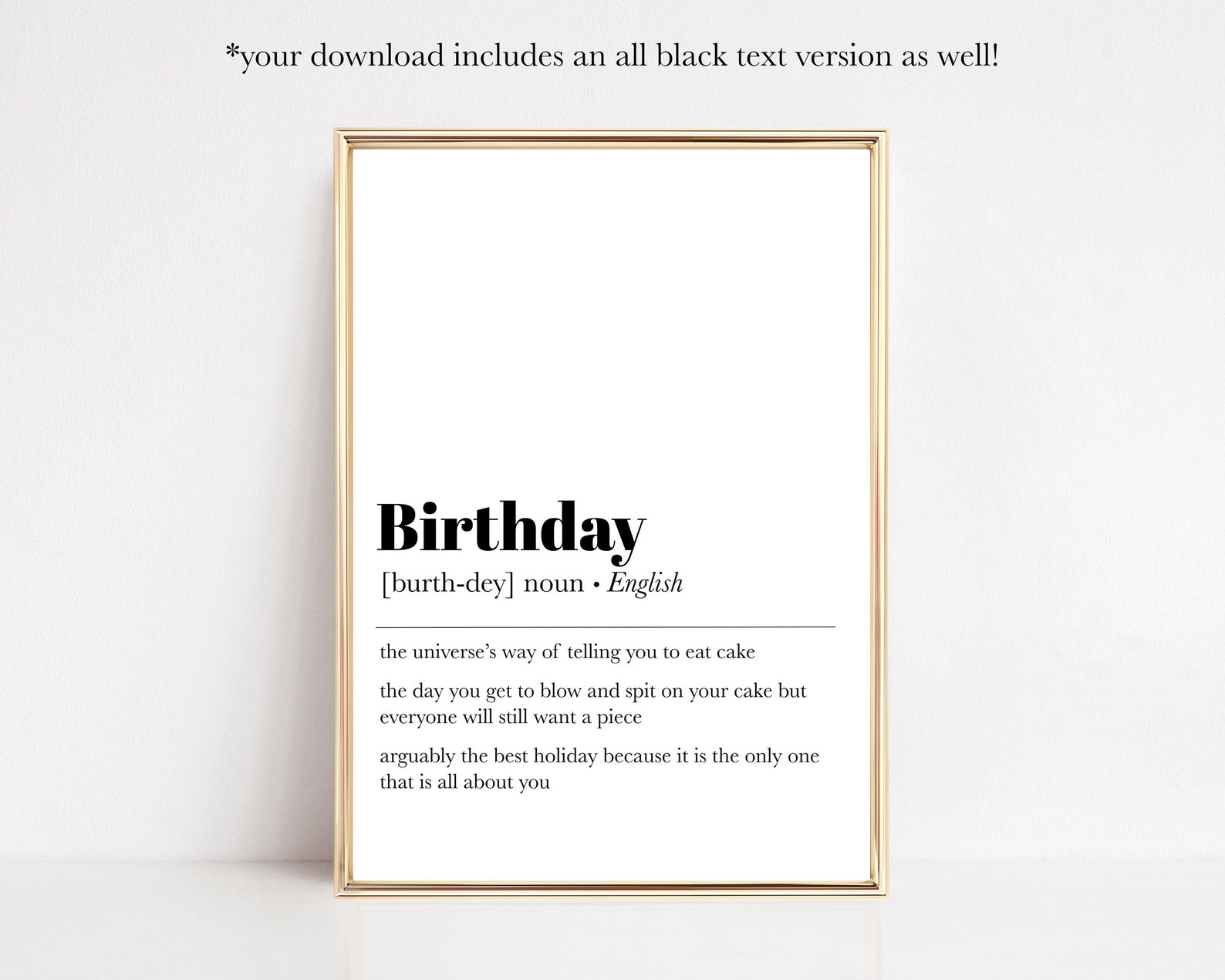 Birthday Definition Print | Birthday Wall Art | Birthday Print ...
