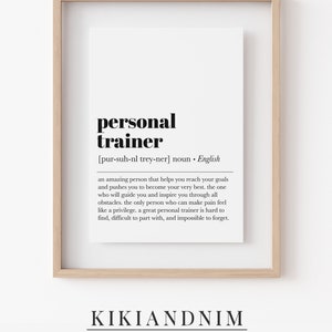 Personal Trainer Definition Print Gift for Personal Trainer Gym Wall ...