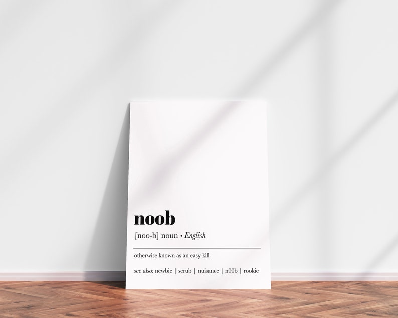 Noob Definition Print Man Cave Decor Gaming Print Game | Etsy