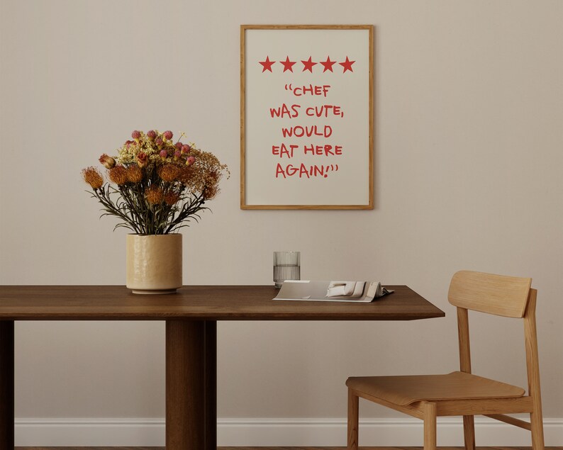 Chef Was Cute Would Eat Here Again | Red Kitchen Wall Art | Kitchen ...