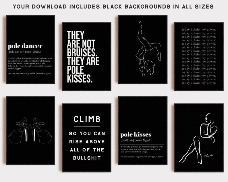 Pole Dance Gift Home Gym Decor Set of 9 PRINTABLES Pole - Etsy