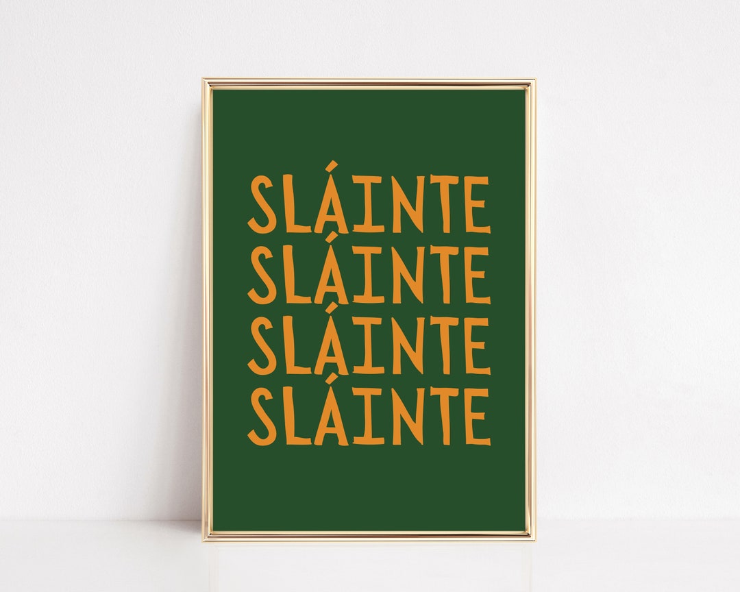 Ireland Slainte Sign | Green Wall Art | Bar Cart Print | Cute St ...