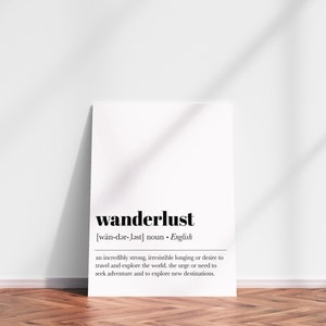 Wanderlust Definition Print | Travel Art Print | Wanderlust Wall Art ...