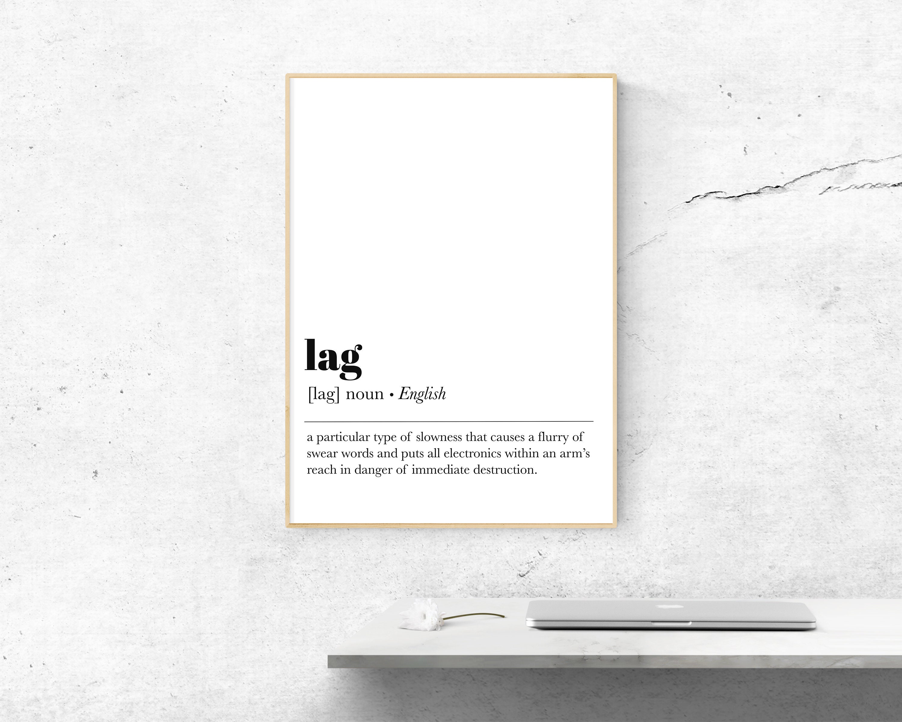 Lag Definition Print Gaming Wall Art Set Gamer Print | Etsy