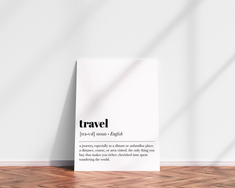 Travel Definition Print | Travel Wall Art | Travel Home Decor ...