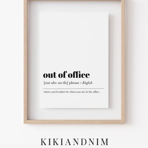 Out of Office Definition Print | Home Office Decor | Cubicle Decor ...