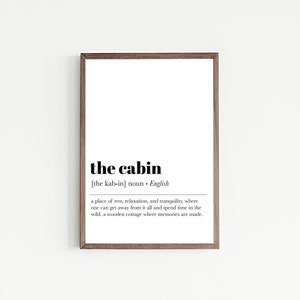 Cabin Definition Print | Cabin Decor | Printable Wall Art for Cabin ...