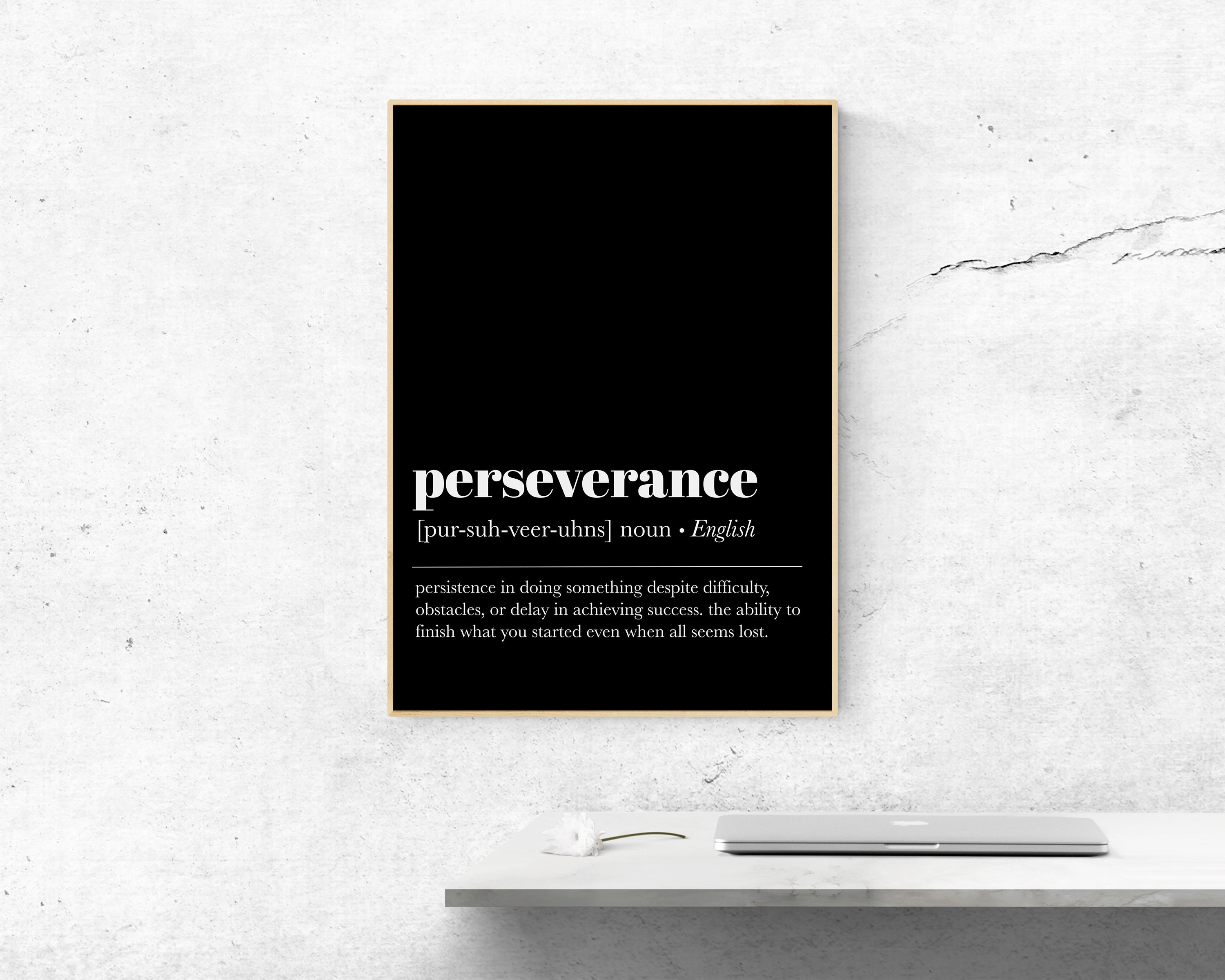 Perseverance definition printable wall art office wall art | Etsy