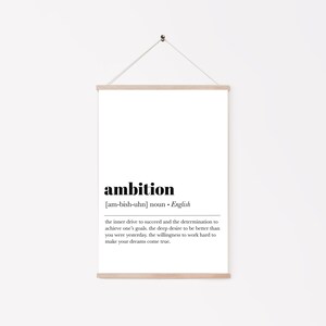 Ambition Definition Print | Office Wall Art | Entrepreneur Gift | Home ...