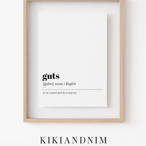 Guts Definition Print | Motivational Wall Art | Inspirational Wall ...