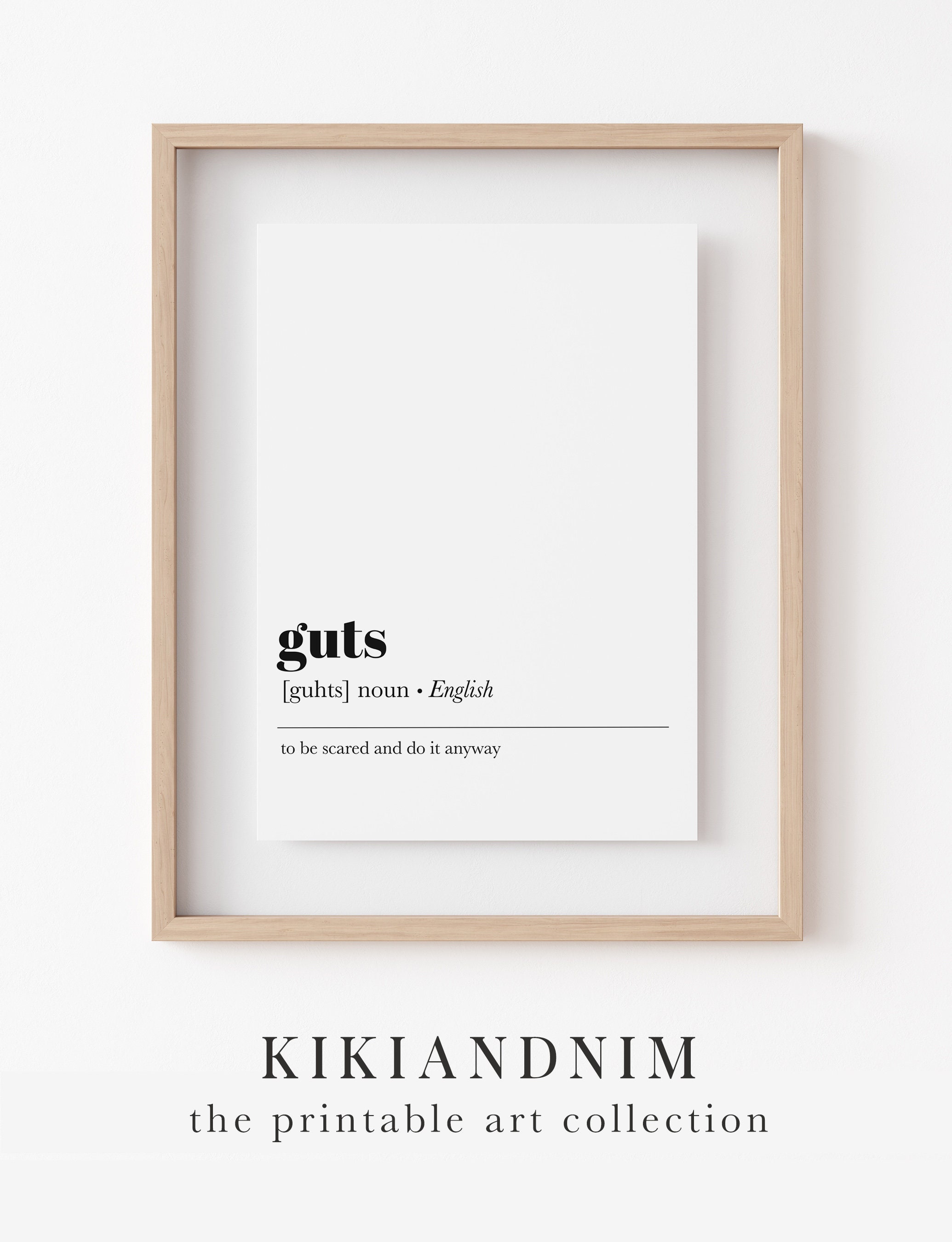 Guts Definition Print Motivational Wall Art Inspirational - Etsy