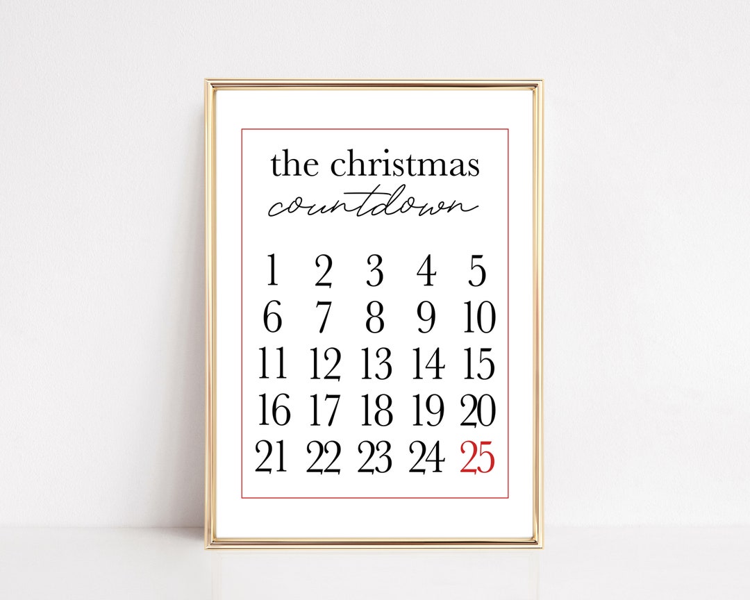 Christmas Countdown Print | Christmas Printable Wall Art | Christmas ...