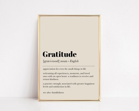 Gratitude Definition Print Inspirational Wall Art - Etsy