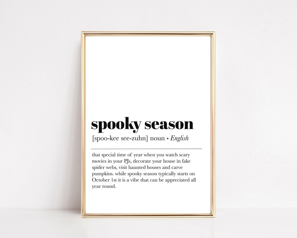 Spooky Season Definition Print Funny Halloween Decor | Etsy