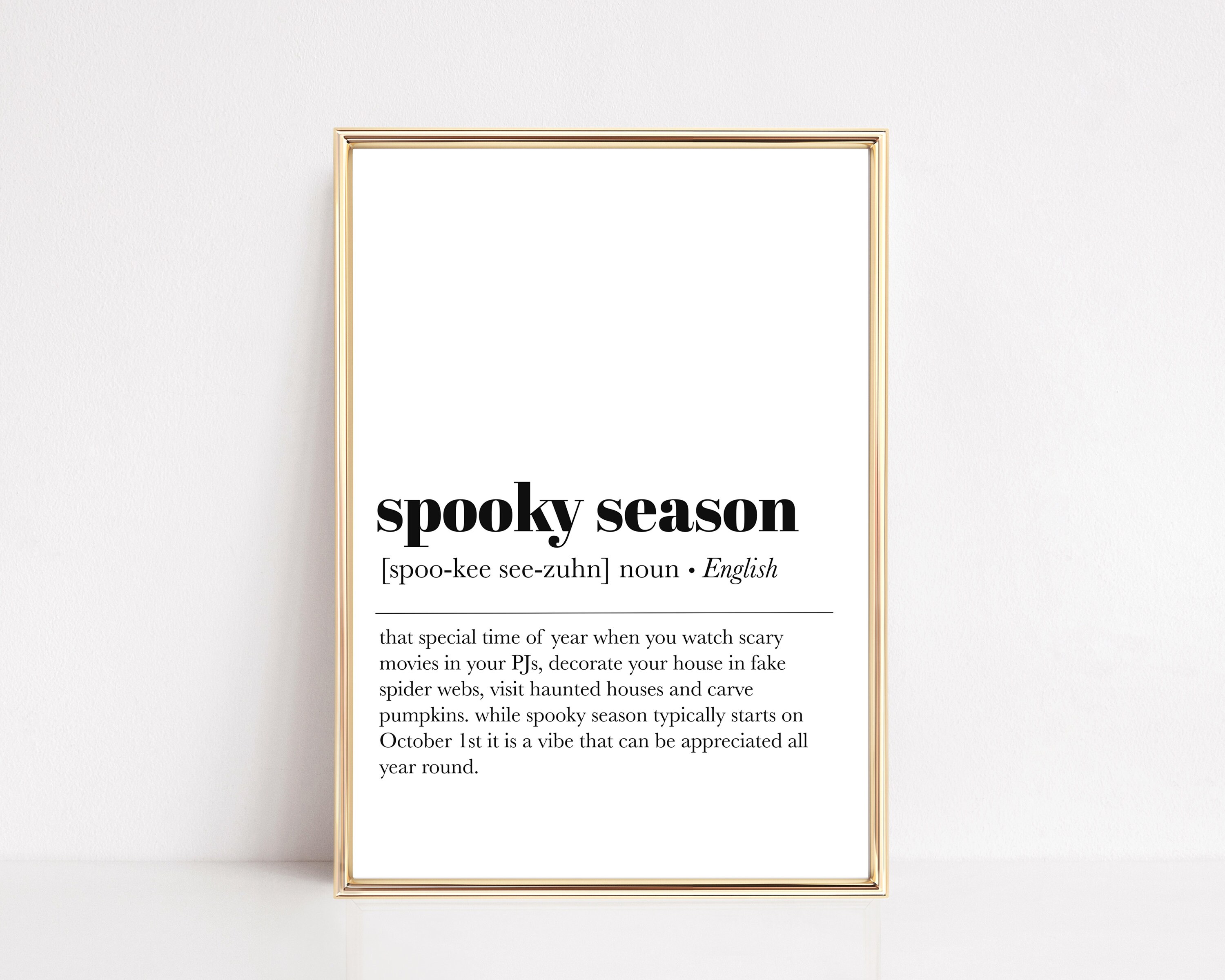 Spooky Season Definition Print Funny Halloween Decor - Etsy