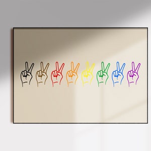 Peace Sign Print | Gay Pride Decor | LGBT Pride Wall Art | Rainbow Wall ...