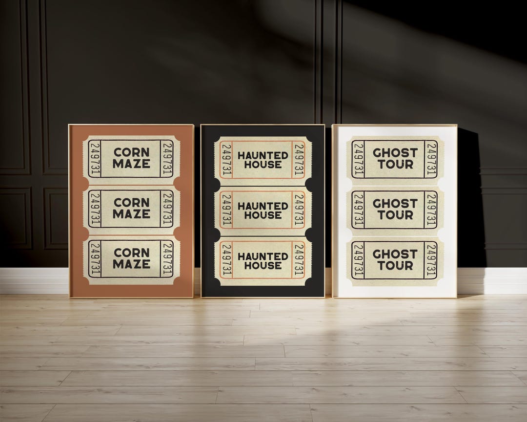 Halloween Ticket Print Set | Cute Halloween Decor | Halloween Digital ...