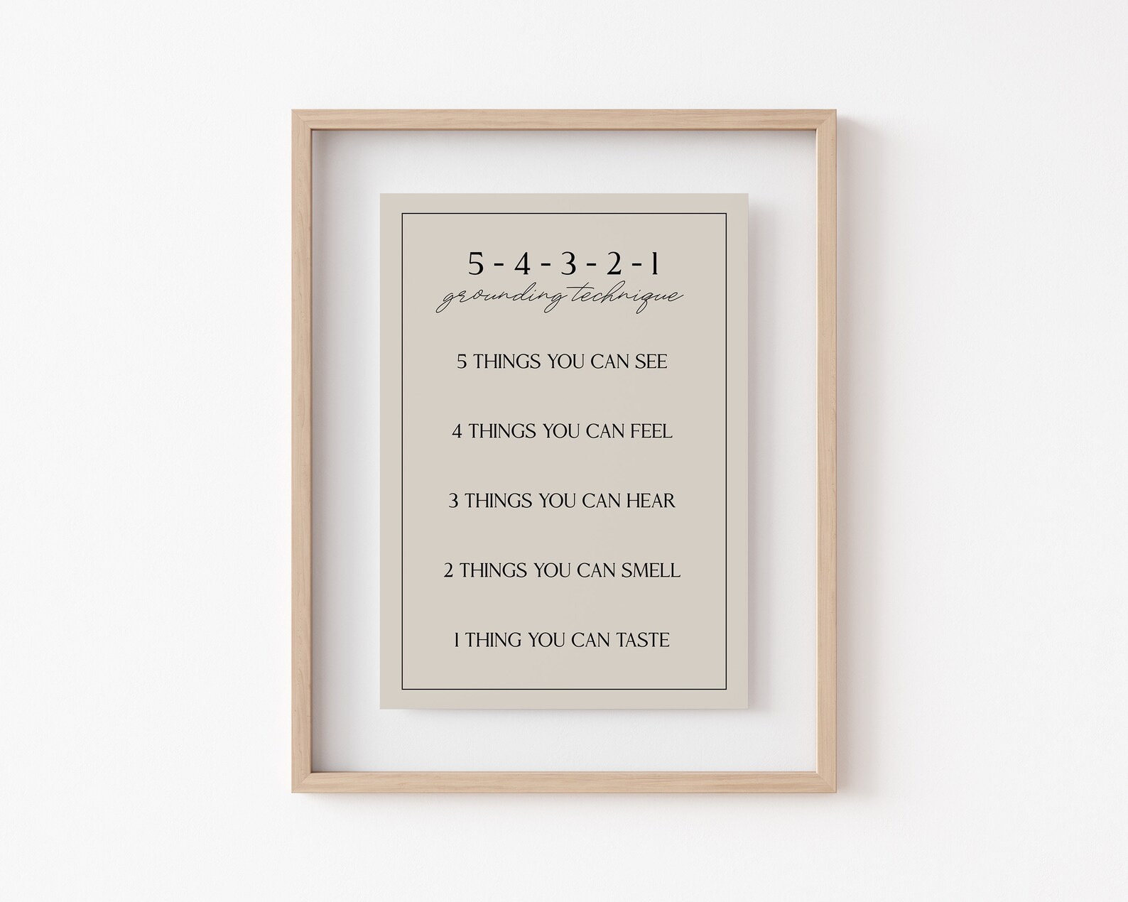 54321 Grounding Technique Print Minimalist Therapy Wall Art - Etsy