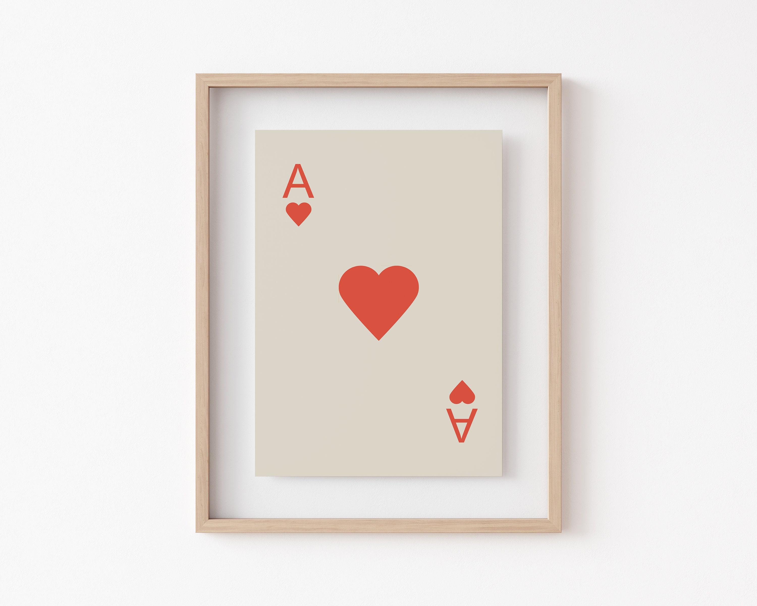 Red Ace of Hearts Poster Trendy Retro Wall Art Poker Print - Etsy