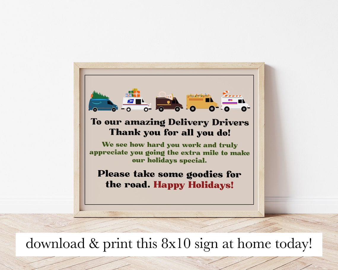 Delivery Driver Snack Sign 8x10 Delivery Driver Thank You - Etsy
