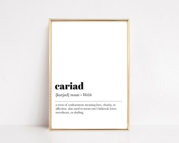 Cariad Definition Print Welsh Print Wales Print Welsh | Etsy
