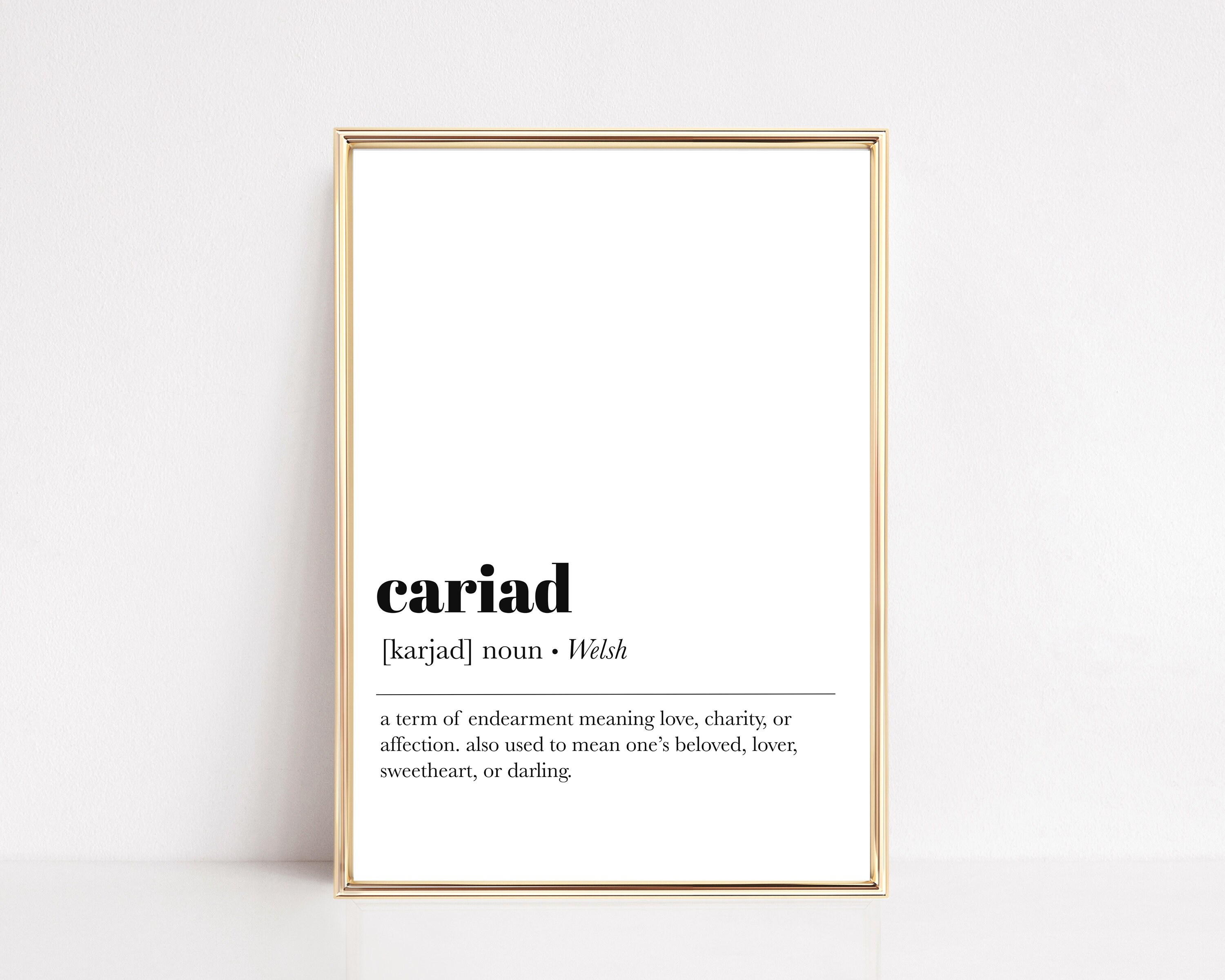 Cariad Definition Print Welsh Print Wales Print Welsh | Etsy