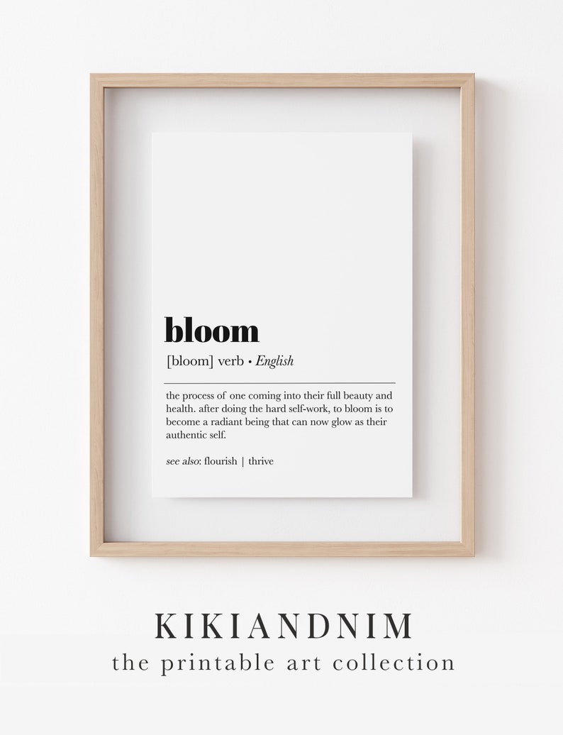 Bloom Definition Print | Manifest Poster | Self Care Wall Art ...