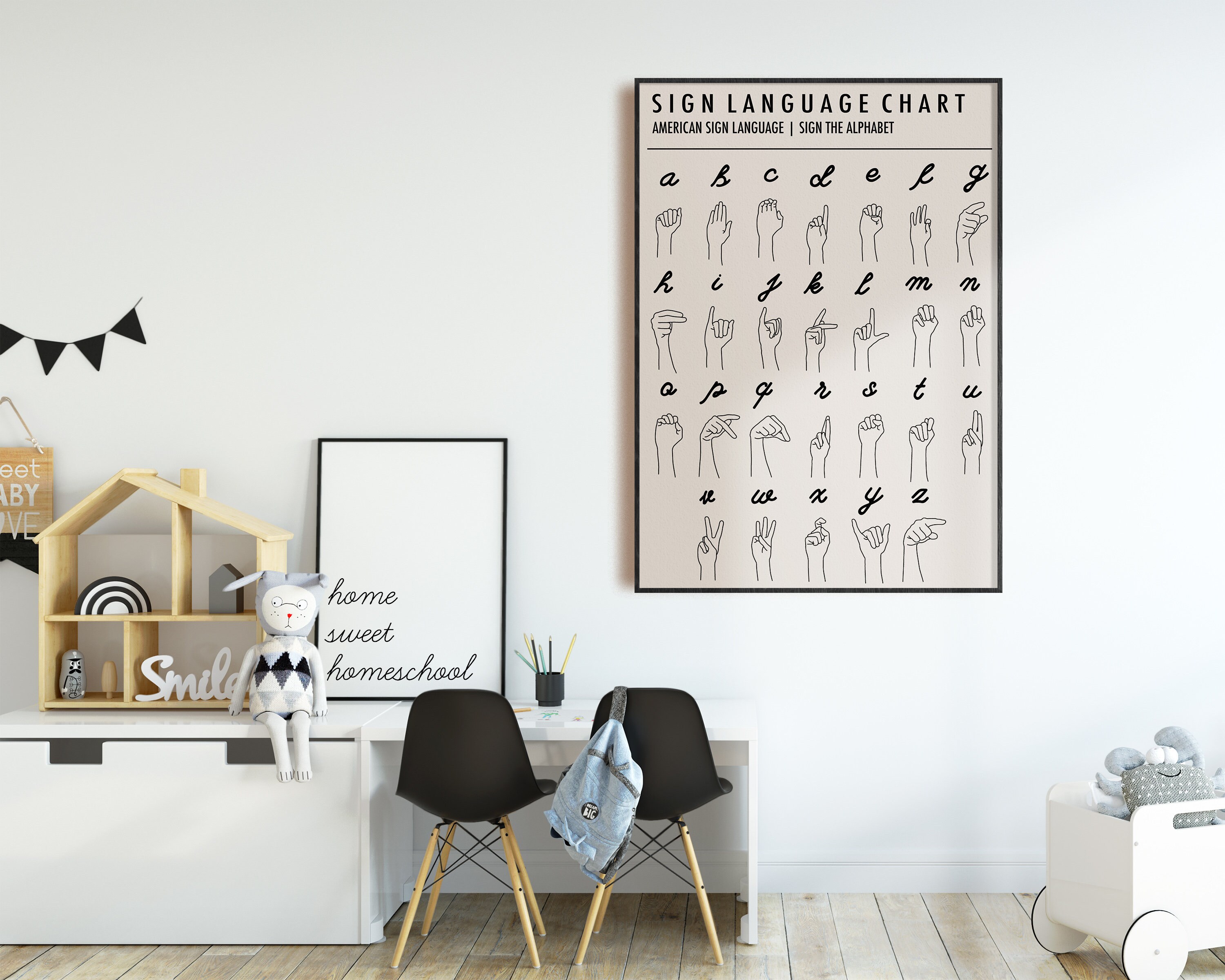 ASL Poster American Sign Language Alphabet Chart Boho - Etsy