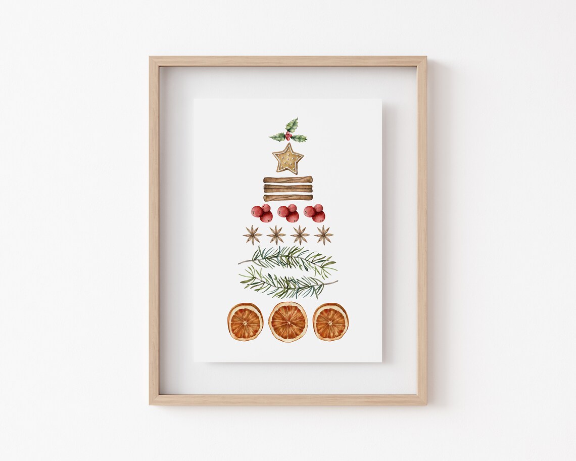 Christmas Tree Print Christmas Printable Wall Art Colorful | Etsy