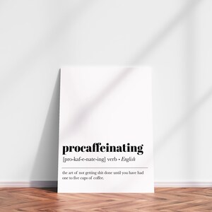 Coffee Bar Print | Procaffeinating Definition Print | Coffee Bar ...