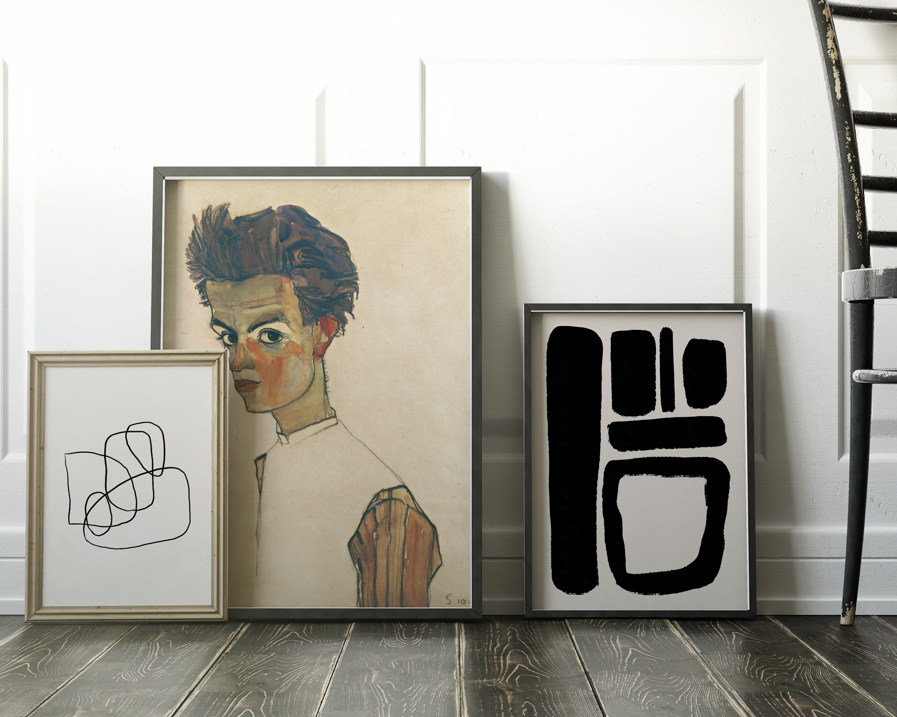 Egon Schiele Self Portrait Expressionist Painting Eclectic | Etsy