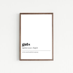 Guts Definition Print | Motivational Wall Art | Inspirational Wall ...