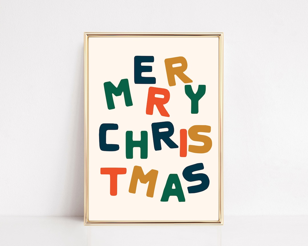 Boho Christmas Print | Merry Christmas | Trendy Wall Art | Retro ...