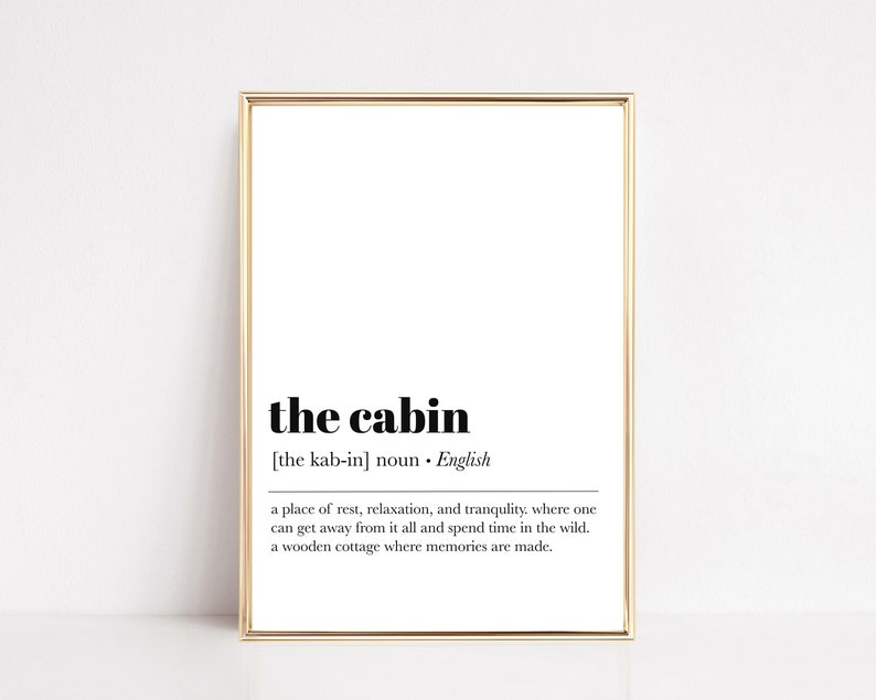 Cabin Definition Print Cabin Decor Printable Wall Art for - Etsy