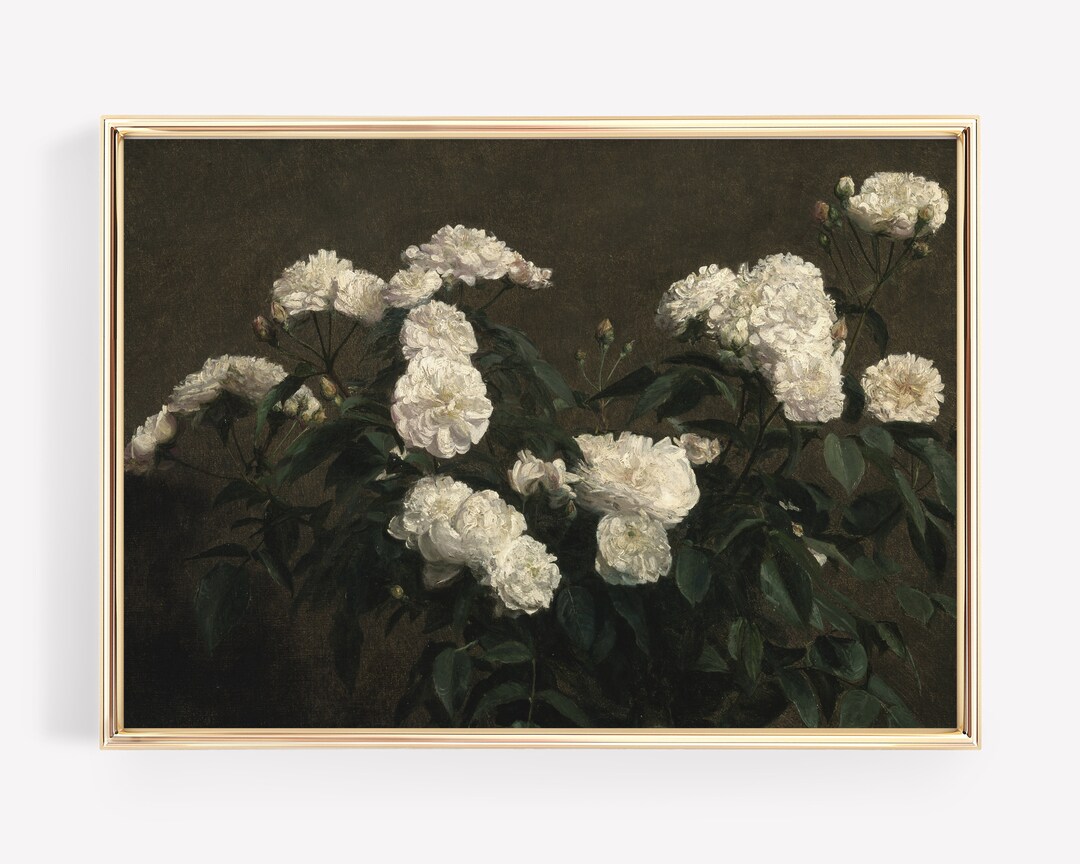 Flower Painting French Country Decor Vintage Oil Painting Antique ...
